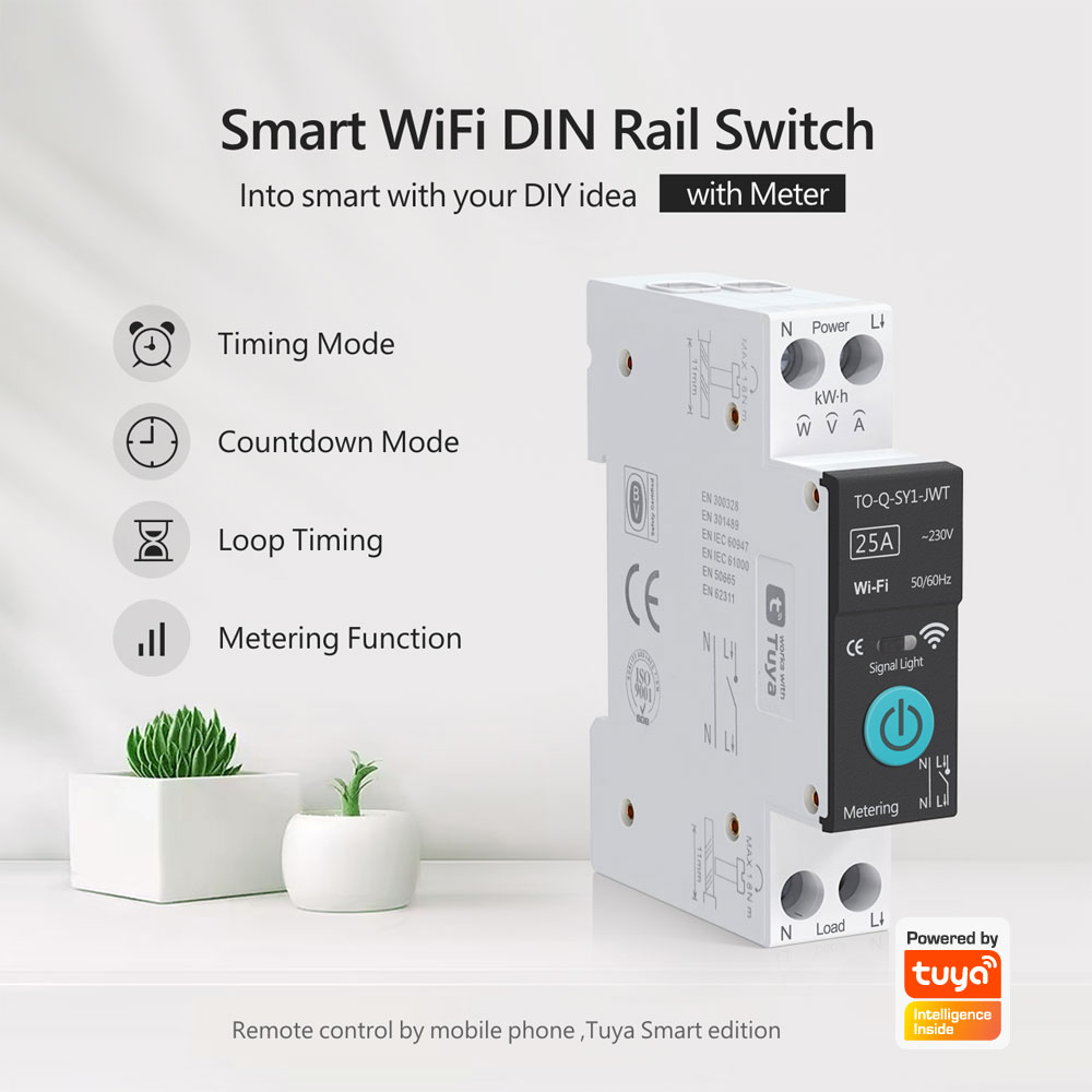 TO-Q-SY1 Interruptor Inteligente para Riel con Medidor de energía WIFi ...
